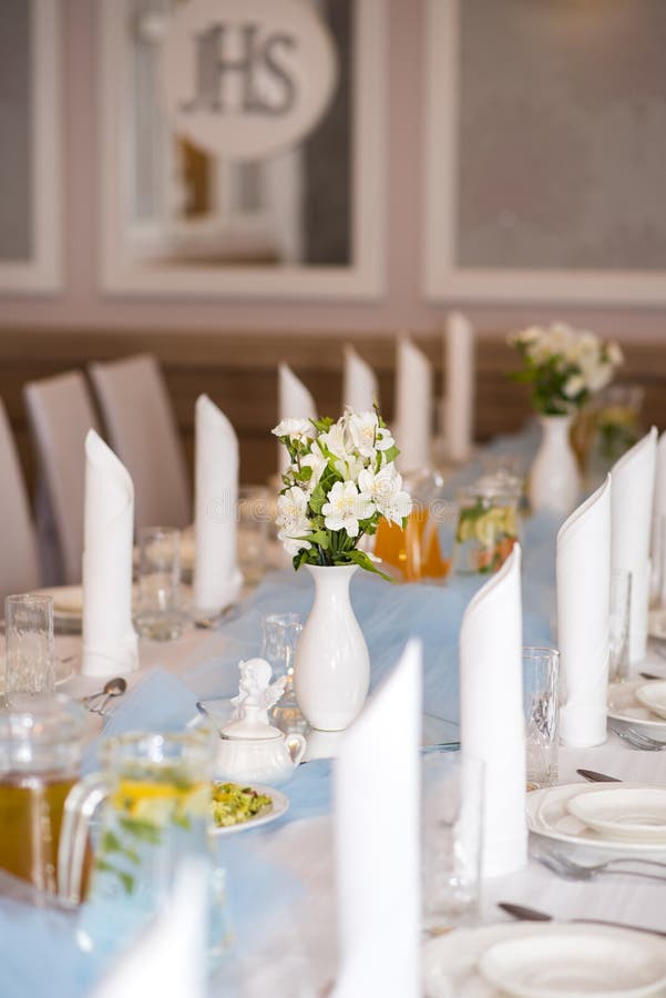 A Table Set during the First Holy Communion Reception Stock Image ...
