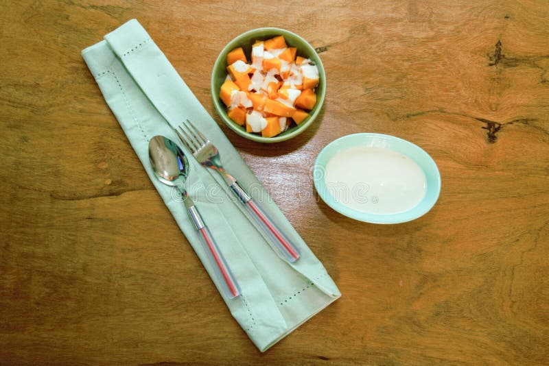 Table Set with Healthy and Light Food Stock Image - Image of table ...