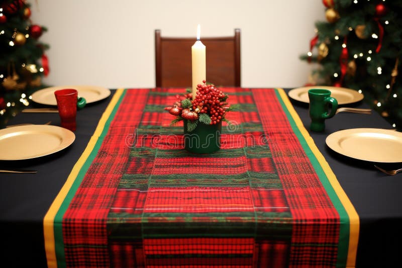 Table Set with Kwanzaa Decorations and Mat Stock Photo - Image of ...