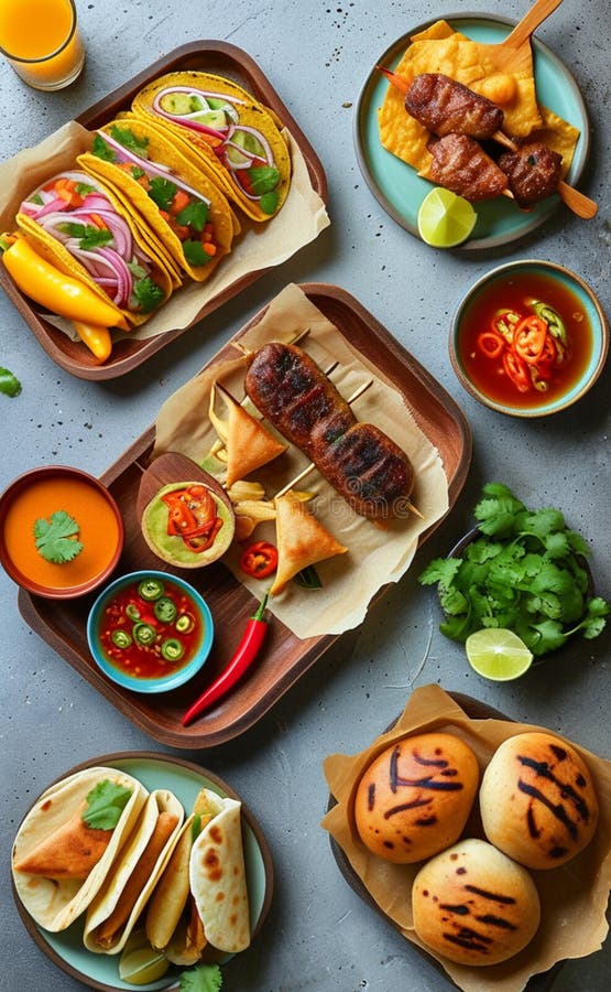 A Table with Plates of Food and Drinks Stock Illustration ...