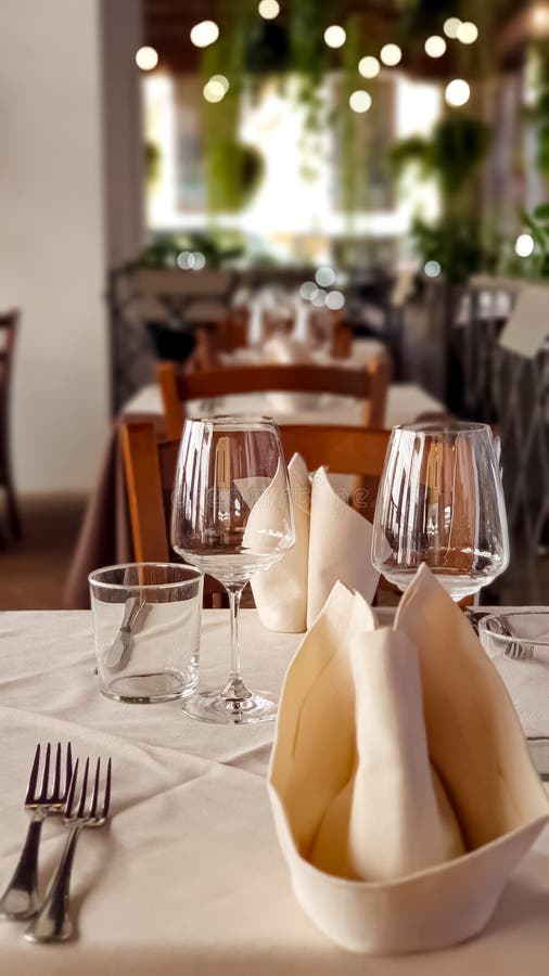 Table Set at a Luxury Italian Trattoria Restaurant Stock Image - Image ...