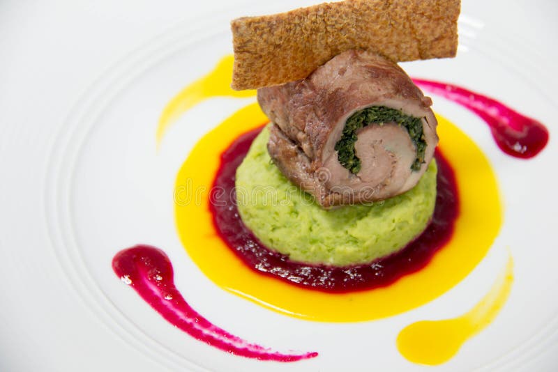 Set Menu with Food on a White Plate Stock Image - Image of delicious ...