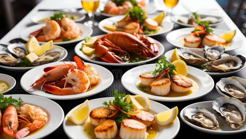 Platter Varied Dishes Lemon Garnish Stock Illustrations – 2 Platter ...