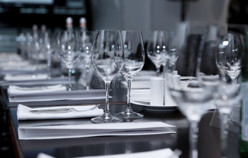 Table Set for Official Dinner Stock Image - Image of focus, restaurant ...