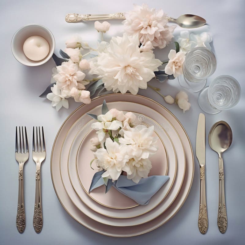 Table Set in Pastel Colors, Shabby Chic Style, Festive Lunch Stock ...