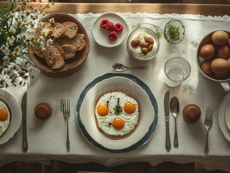 Breakfast or Dinner Setting Stock Image - Image of dinner, silverware ...