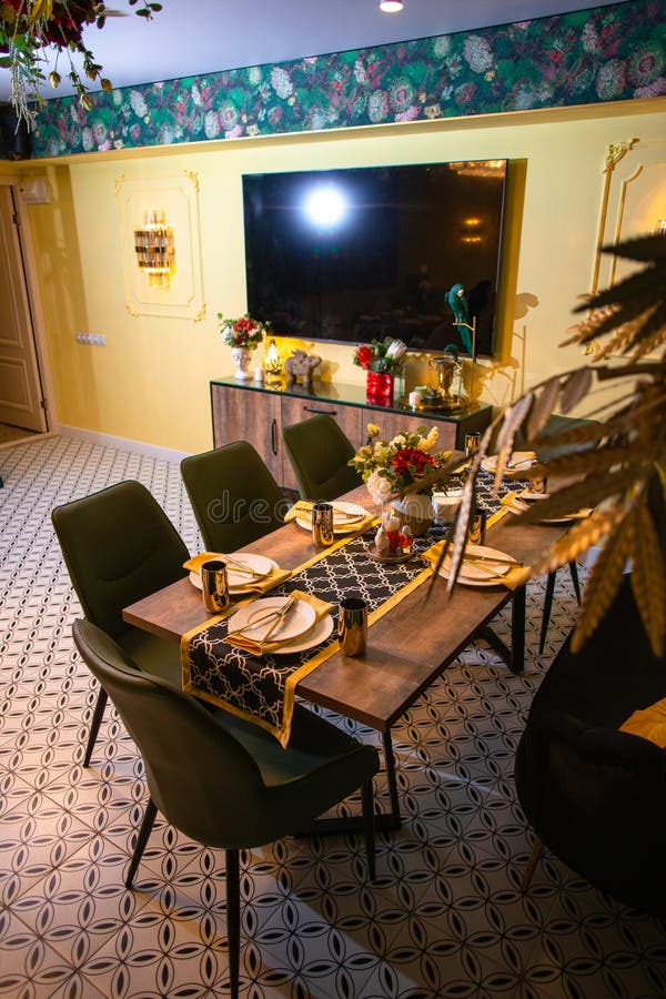 A Table Set in the Restaurant. Interior in the Restaurant Room Stock ...