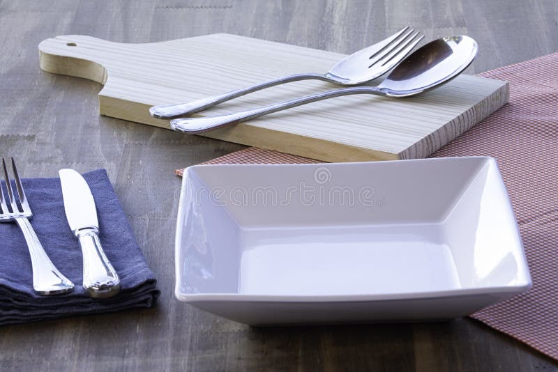 Table Set for Simple Lunch in Restaurant Stock Photo - Image of plate ...