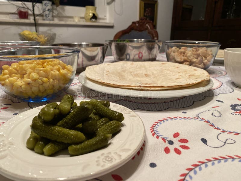 Tortillas with Various Side Dishes Stock Photo - Image of ingredients ...