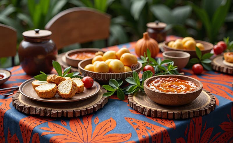 A Table Set with Traditional Bush Foods, Aboriginal and Natural ...