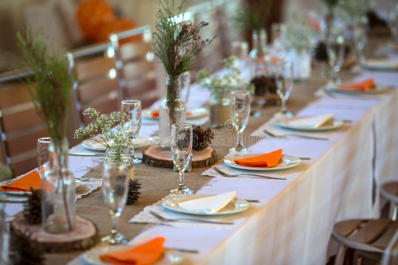 Natural Feel Table Set Up stock image. Image of interior - 119549379