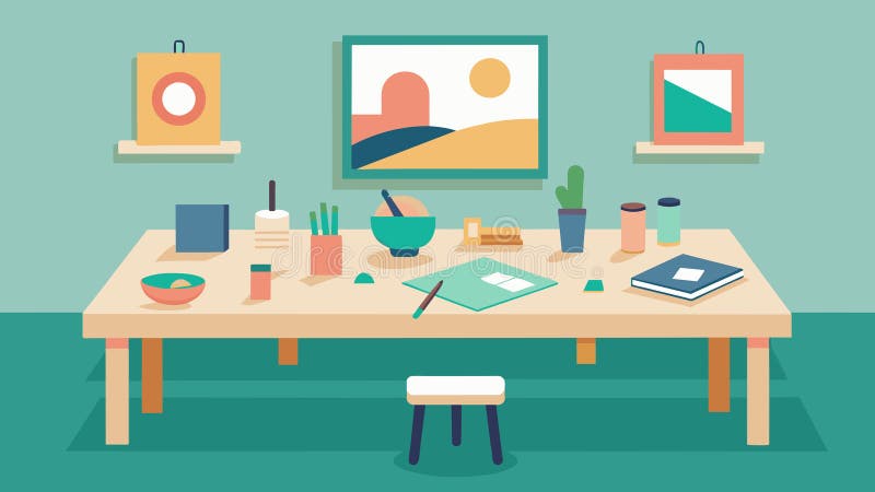 A Table Set Up for a Workshop on Creating Art from Reused Materials ...