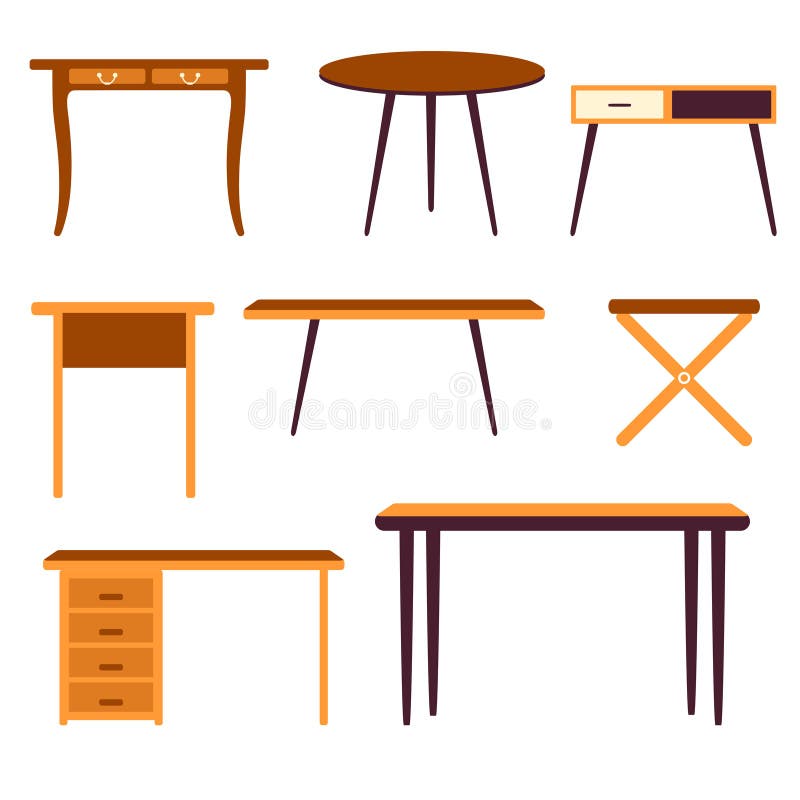 Table Set Vector Illustration. Empty Isolated Table, Vector ...