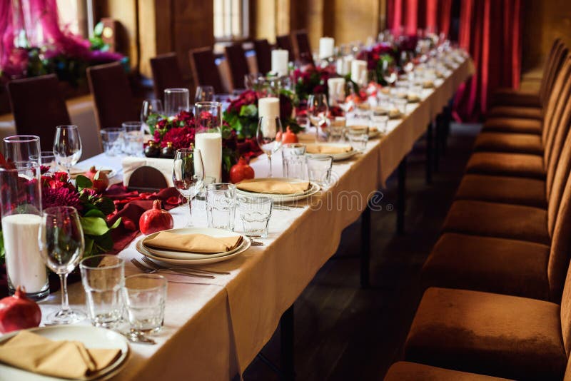 Table Set for Wedding or Another Catered Event Dinner Stock Image ...