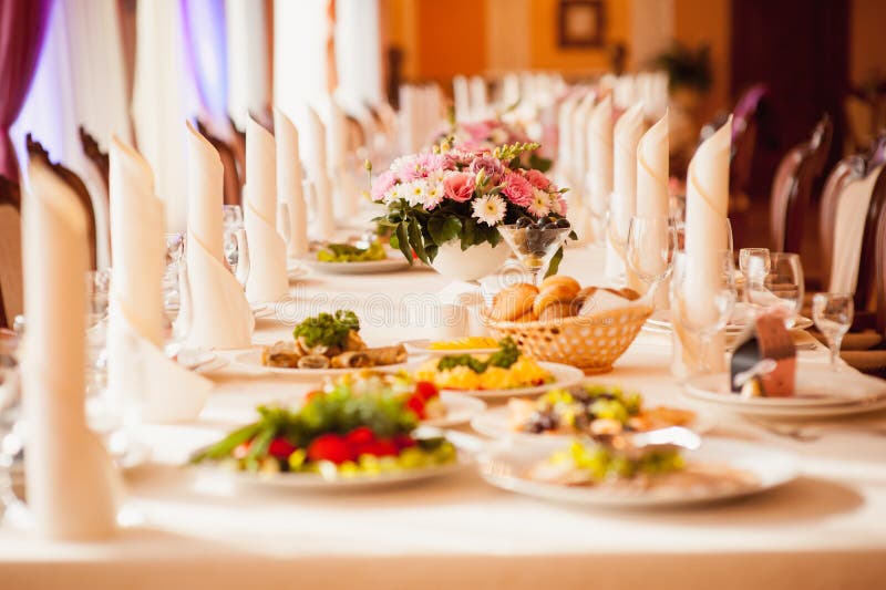 Table Set for Wedding or Another Catered Event Dinner Stock Photo ...