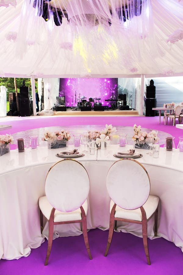 Table Set for Wedding or Another Catered Event Dinner and Large Paper ...