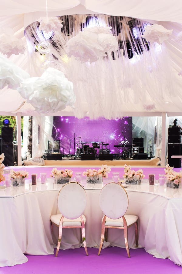 Table Set for Wedding or Another Catered Event Dinner and Large Paper ...