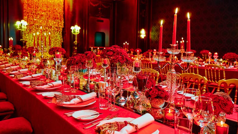Table Set for Wedding or Another Catered Event Stock Photo - Image of ...