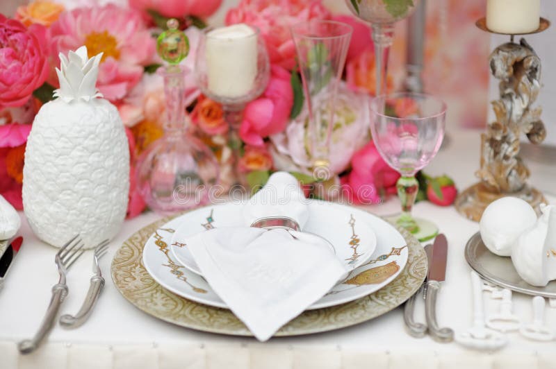 Table Set for Wedding Reception Stock Image - Image of event, design ...