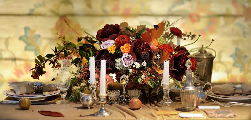 Table Set for Wedding Reception or Event Party Stock Image - Image of ...