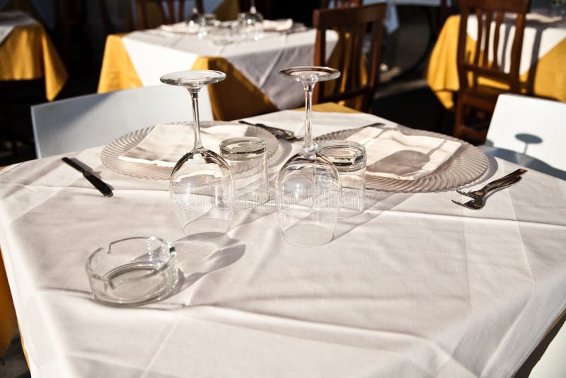 White Table Clothe Restaurant Setting Stock Photo - Image of fine ...