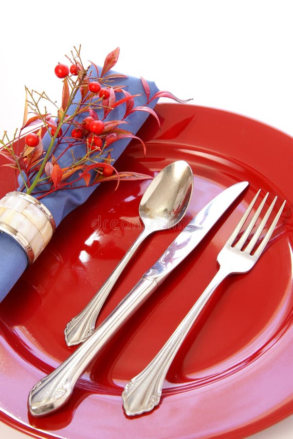 Red Table Setting stock photo. Image of elegance, plate - 4659676