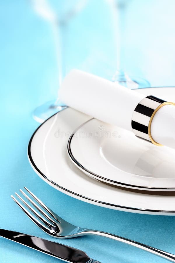 Table setting 4 stock photo. Image of french, blue, cloth - 10924554