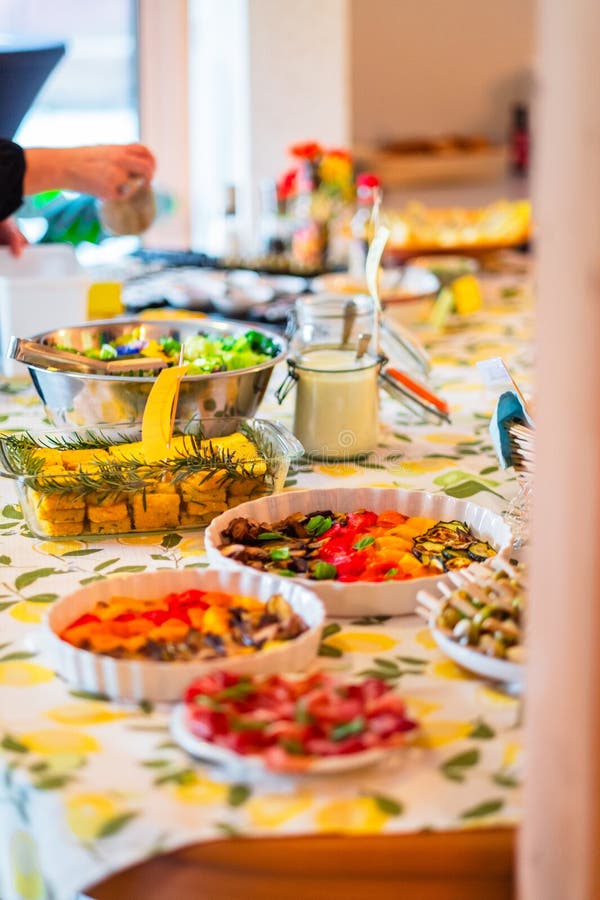 Table Setting with Assorted Appetizers and Fresh Vegetables, Perfect ...
