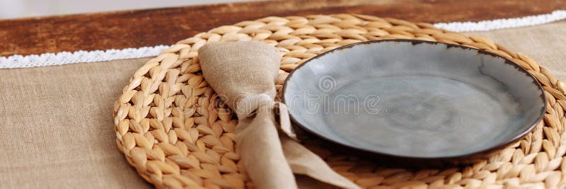 Table Setting in Authentic Design and Rustic Style. Stock Image - Image ...