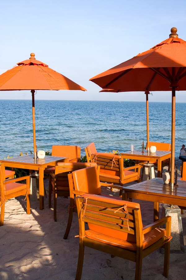 Table Setting at Beach Restaurant Stock Photo - Image of relaxing ...