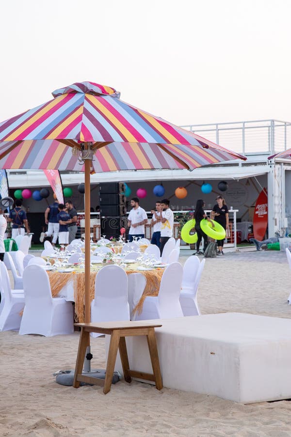 Table Setting on Beach at Sunset Editorial Stock Photo - Image of ...
