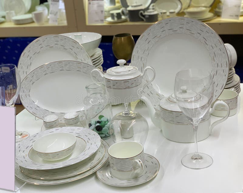 Table Setting from Beautiful Cups and Plates Stock Photo - Image of ...