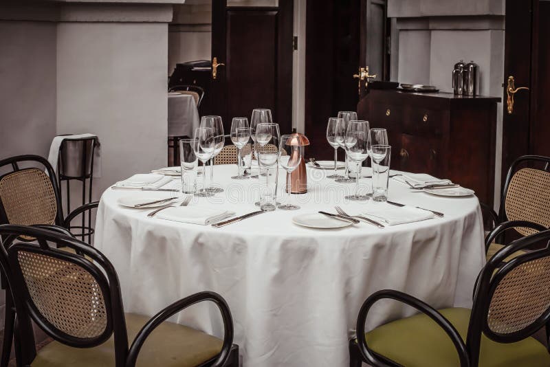 Table Setting in Beautiful European Restaurant Stock Image - Image of ...