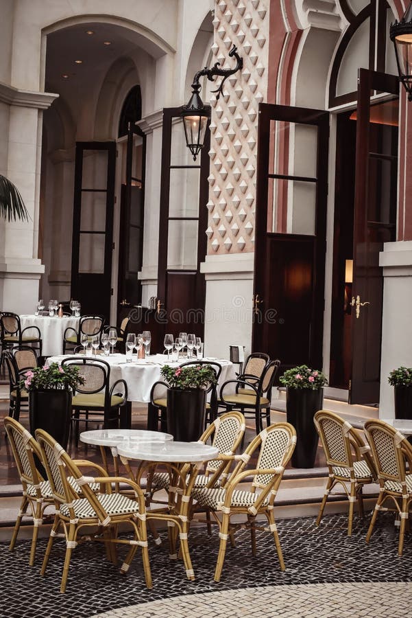 Table Setting in Beautiful European Restaurant Stock Photo - Image of ...