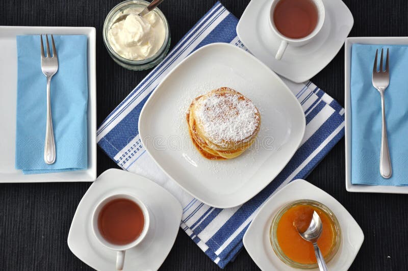 Table Setting for Breakfast Stock Image - Image of cookies, clotted ...