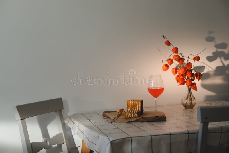 Table Setting for Breakfast with Delicious Cake, Aesthetic Look Stock ...