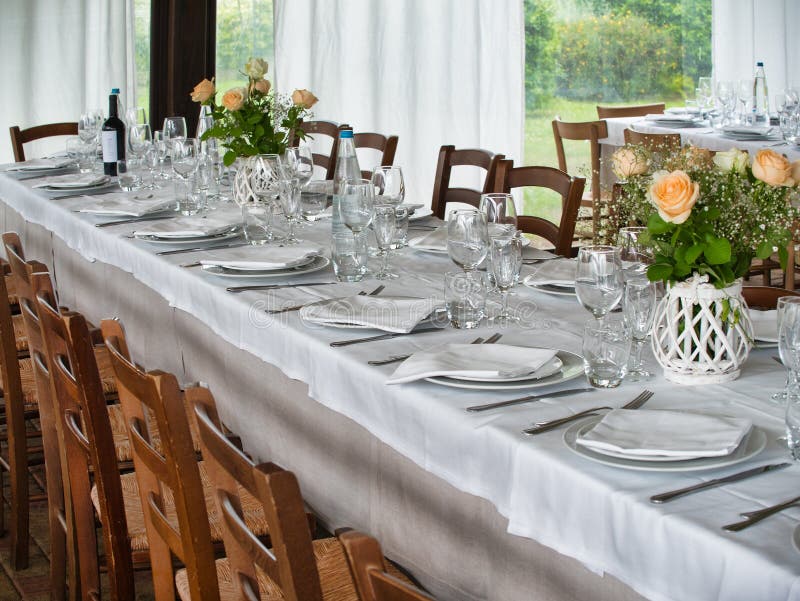 Table Setting for Celebrating Event Interior Shot Stock Photo - Image ...