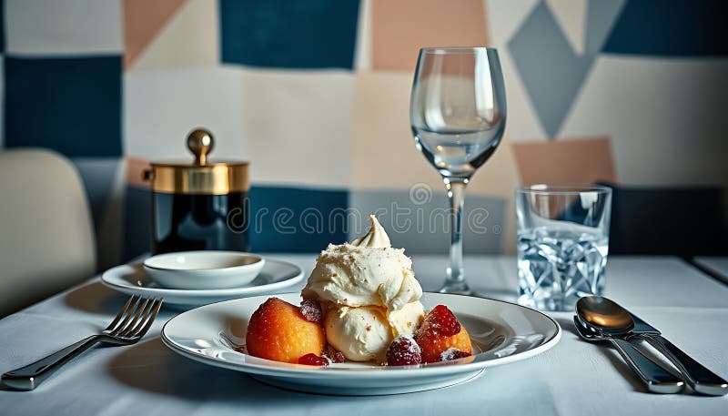 Table Setting with Dessert, Elegant Dining, Food Display Generative AI ...