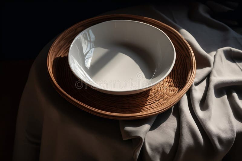 Table Setting with Empty Plates. Template for Prepared Food. Ceramic ...