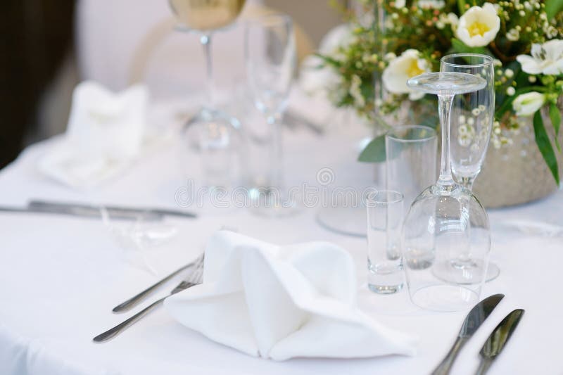 Banquet table setting stock image. Image of flatware - 25366449