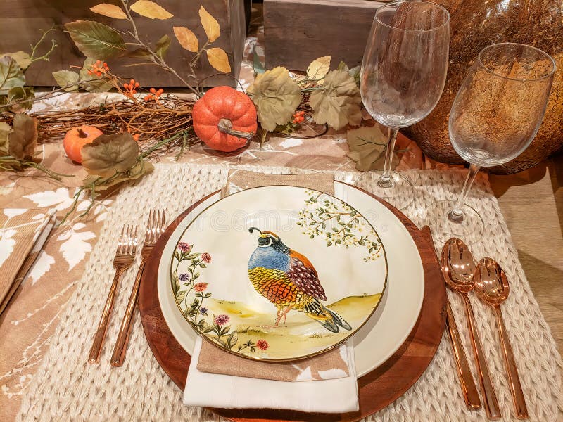 Fall tables setting stock photo. Image of copper, fall - 233837440