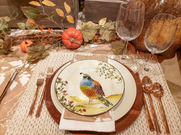 Fall tables setting stock photo. Image of copper, fall - 233837440