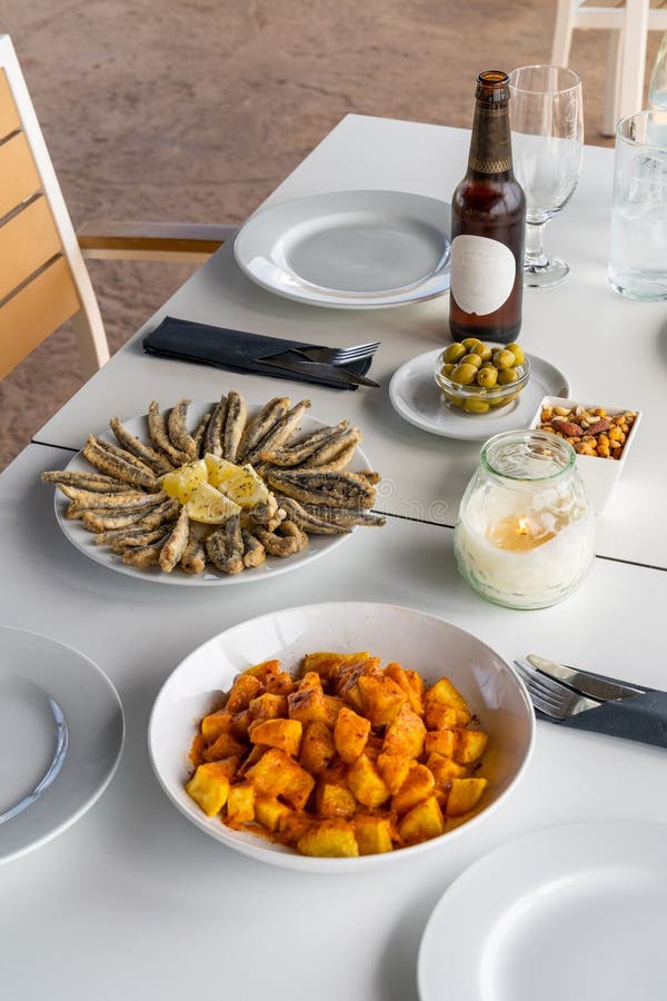 Spanish Tapas with Beer on a Table. Stock Image - Image of snack, food ...