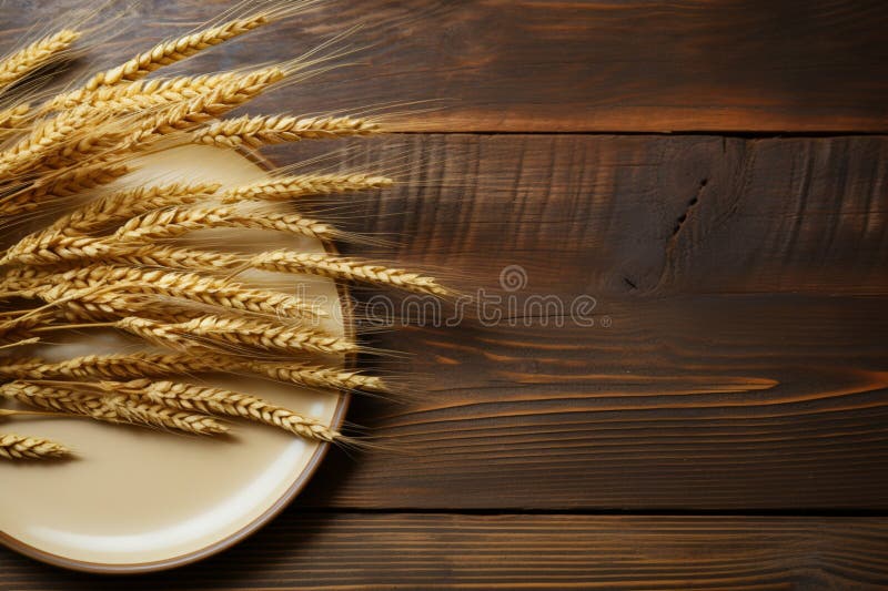 Table Setting, Featuring Wheat on a Wooden Surface for Food Stock ...