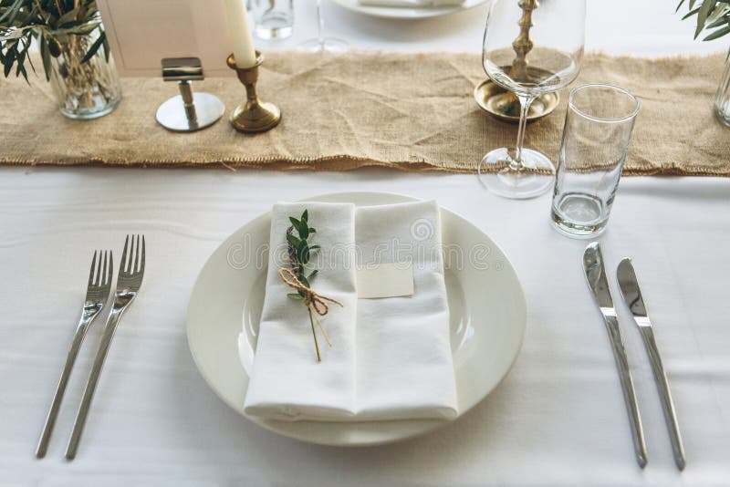 Table Setting for a Festive Event. Stock Image - Image of glass ...