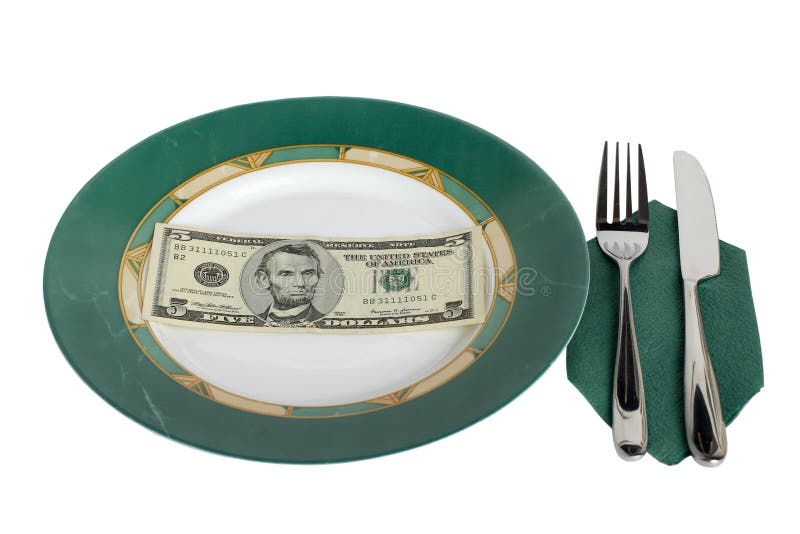 Table Setting and Five Dollars Stock Photo - Image of money, bill: 4230582