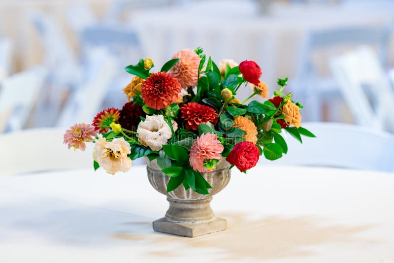 Table Setting Flowers at Wedding Reception Stock Photo - Image of ...
