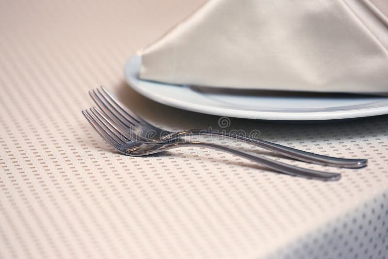 Table Setting Forks on a Table in the Restaurant Stock Image - Image of ...