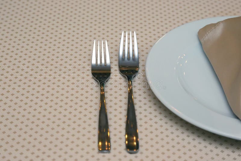 Table Setting Forks on a Table in the Restaurant Stock Image - Image of ...