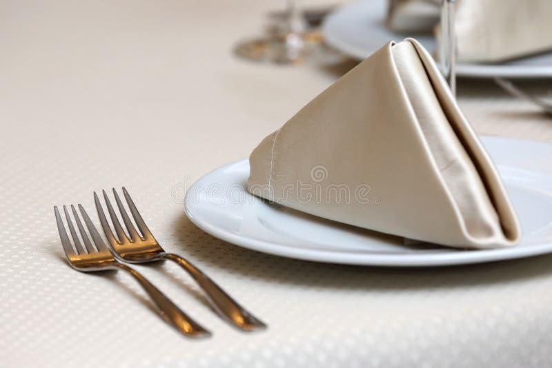 Table Setting Forks on a Table in the Restaurant Stock Image - Image of ...
